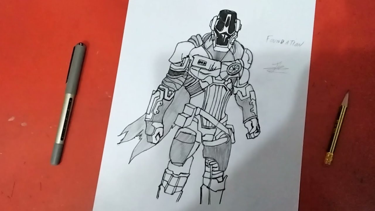 drawing FOUNDATION skin (fortnite) - YouTube