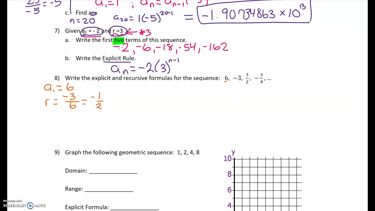 Day 6 Notes- Geometric Sequences - Part 2 Continued - YouTube