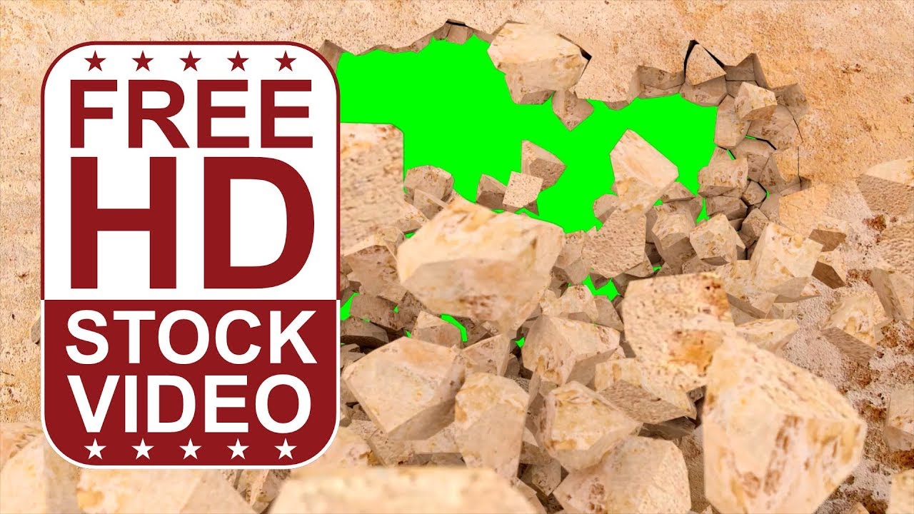 Free Stock Videos – wall breaking exploding and revealing green screen ...