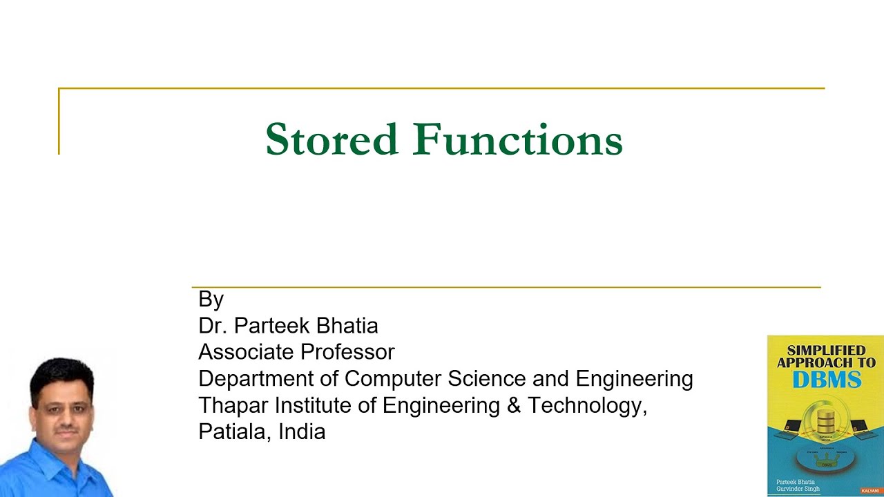 Stored Functions | Subprograms | PL/SQL | Databases | Parteek Bhatia | Simplified Approach to ...