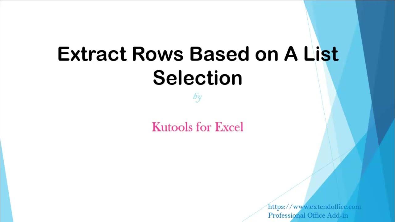 Filter Rows Based On A List Selection In Another Sheet - YouTube
