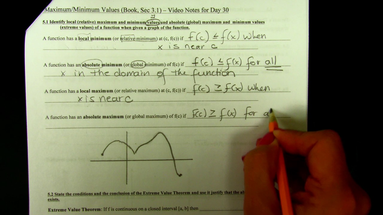Maximums and Minimums, Critical Numbers, and some related Theorems ...