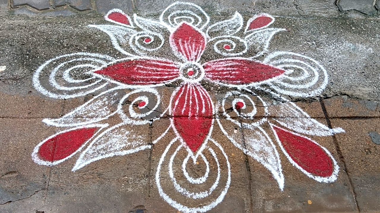 Karthigai 1 special poo kolam // Beautiful flower rangoli // Sree ...
