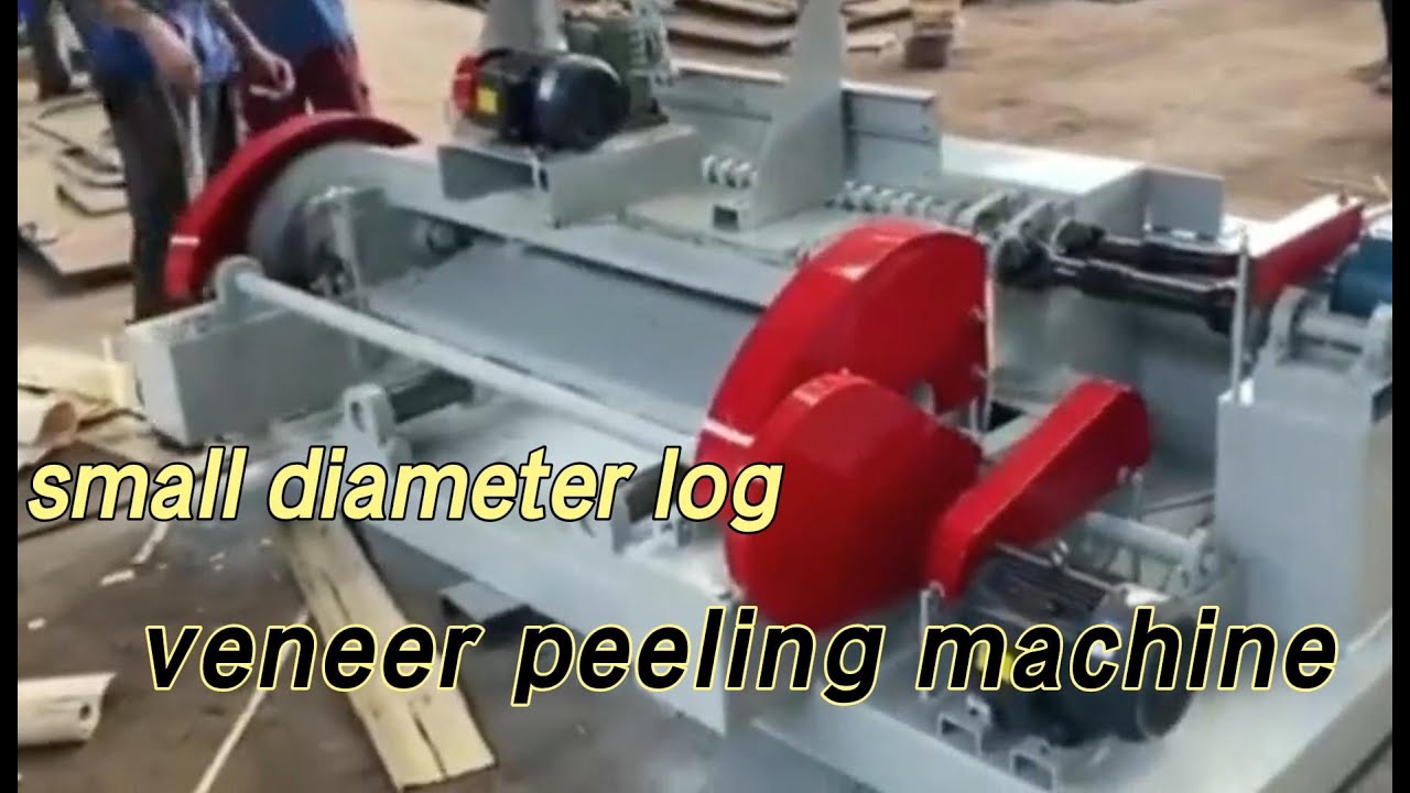 small diameter log veneer peeling machine - YouTube
