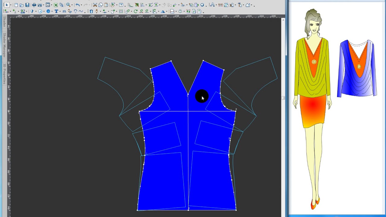 optitex cad pattern drafting cowl neck top 카울 - YouTube