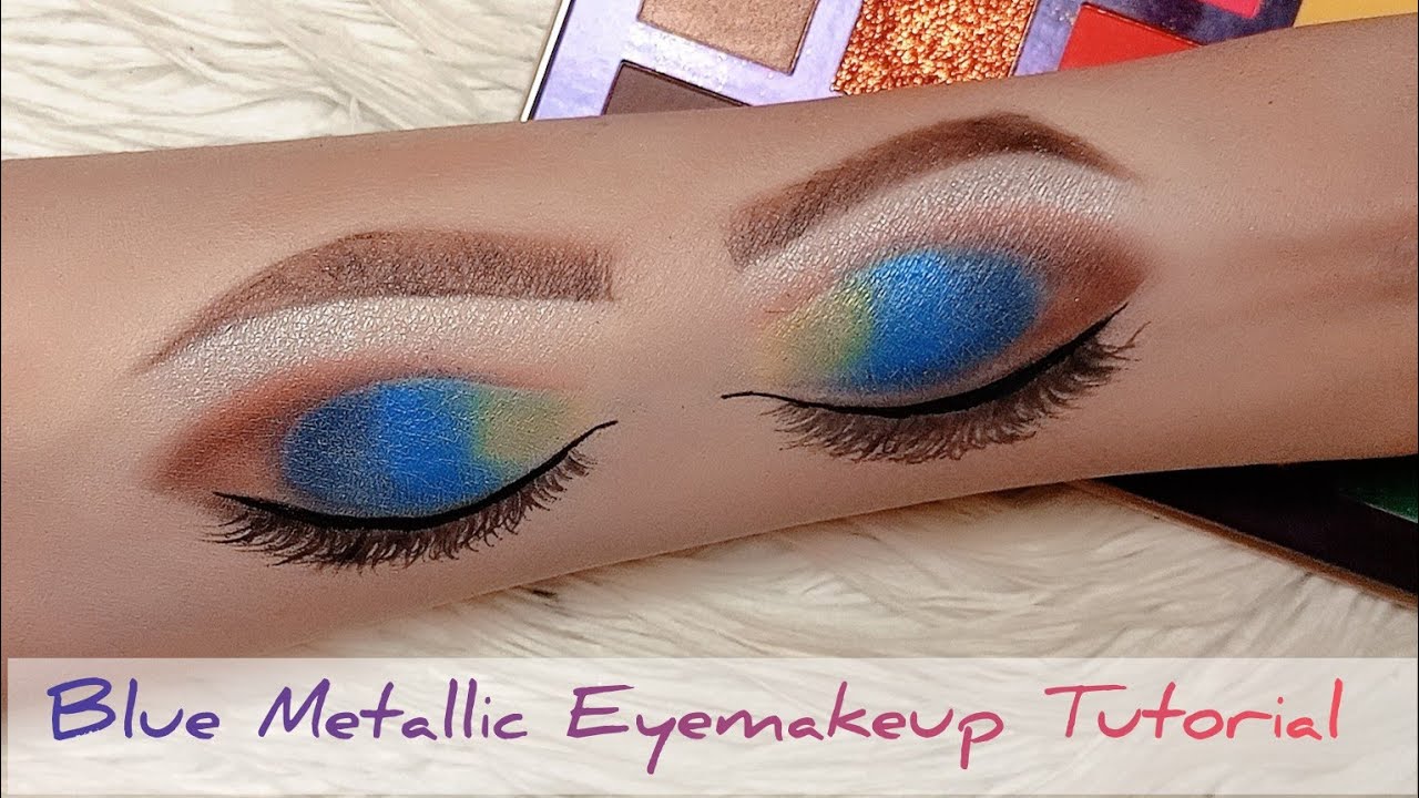 Blue Metallic Eyemakeup on Hand | Eyemakeup Tutorial for Beginners ... Blue Metallic Eyemakeup on Hand | Eyemakeup Tutorial for Beginners ...