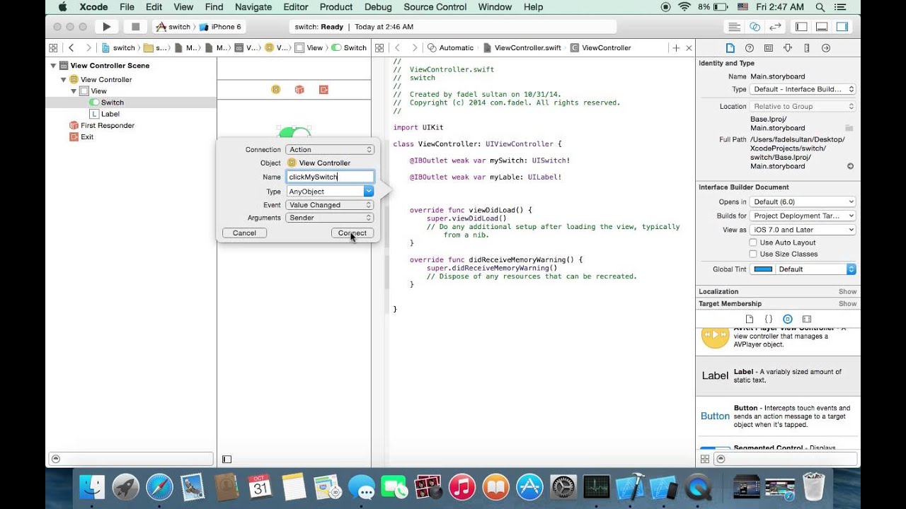 swift تعلم xcode 6 سويفت درس استخدام الاداه switch - YouTube