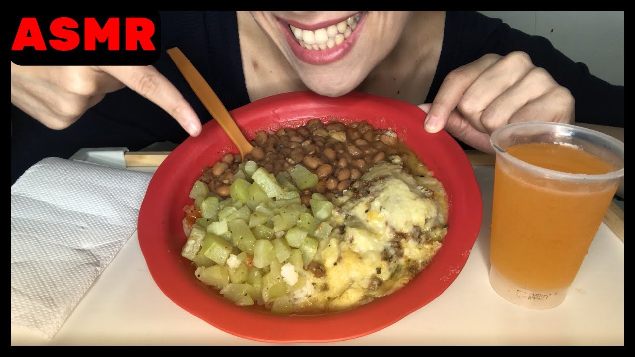 ASMR COMIDA | ARROZ, FEIJÃO, CHUCHU E ESCONDIDINHO DE CARNE (SONS DE ...