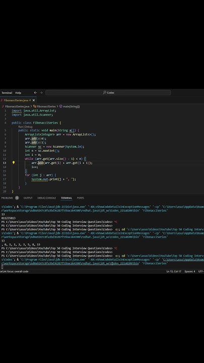 Code : Fibonacci Series | Fibonacci Series Program #shorts - YouTube