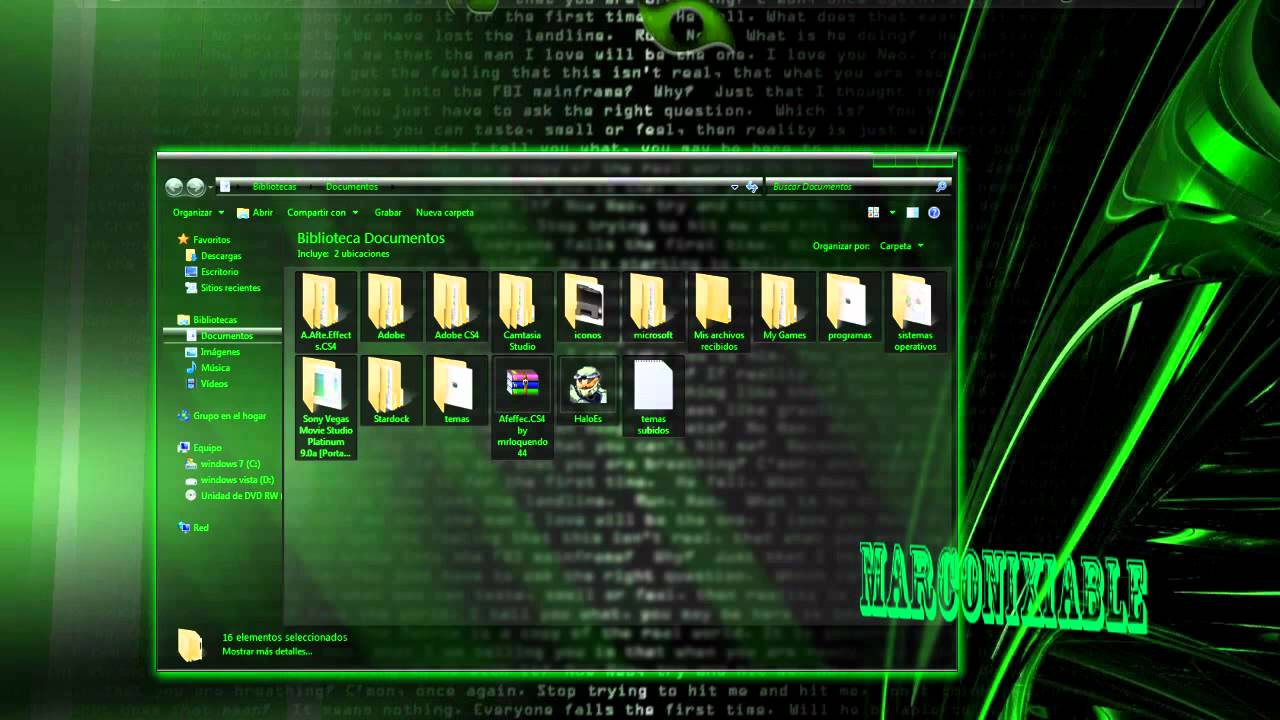 tema para windows 7 neon by marconixable - YouTube
