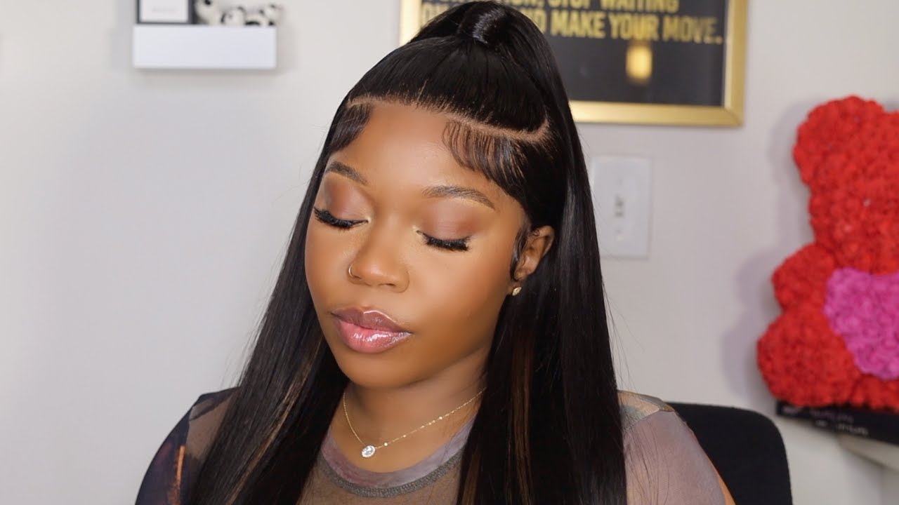 HOW TO: HALF UP HALF DOWN ON A FRONTAL WIG - YouTube