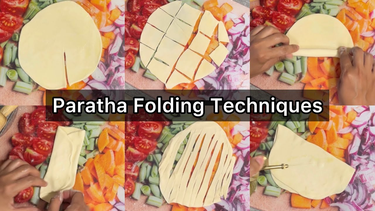 8 types Easy Lachcha Paratha Folding Technique / Layered Paratha fold ...
