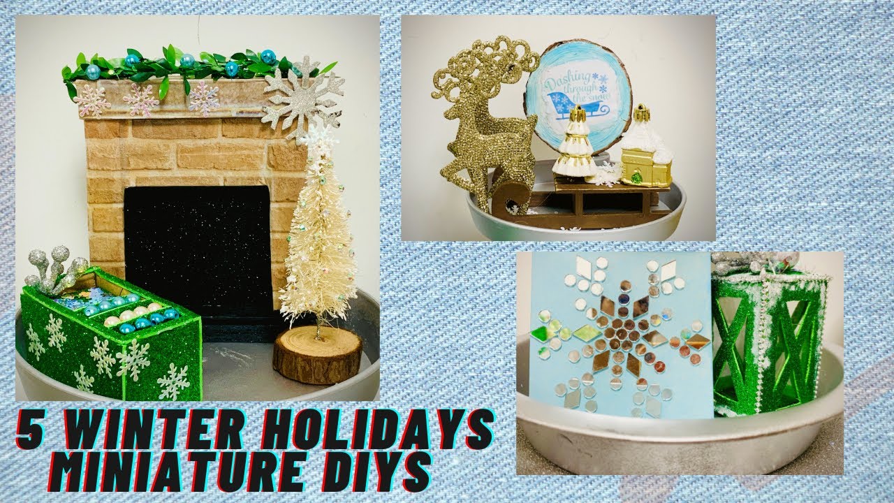 5 Easy Winter Holidays Miniature DIYs/Minis Challenge - YouTube