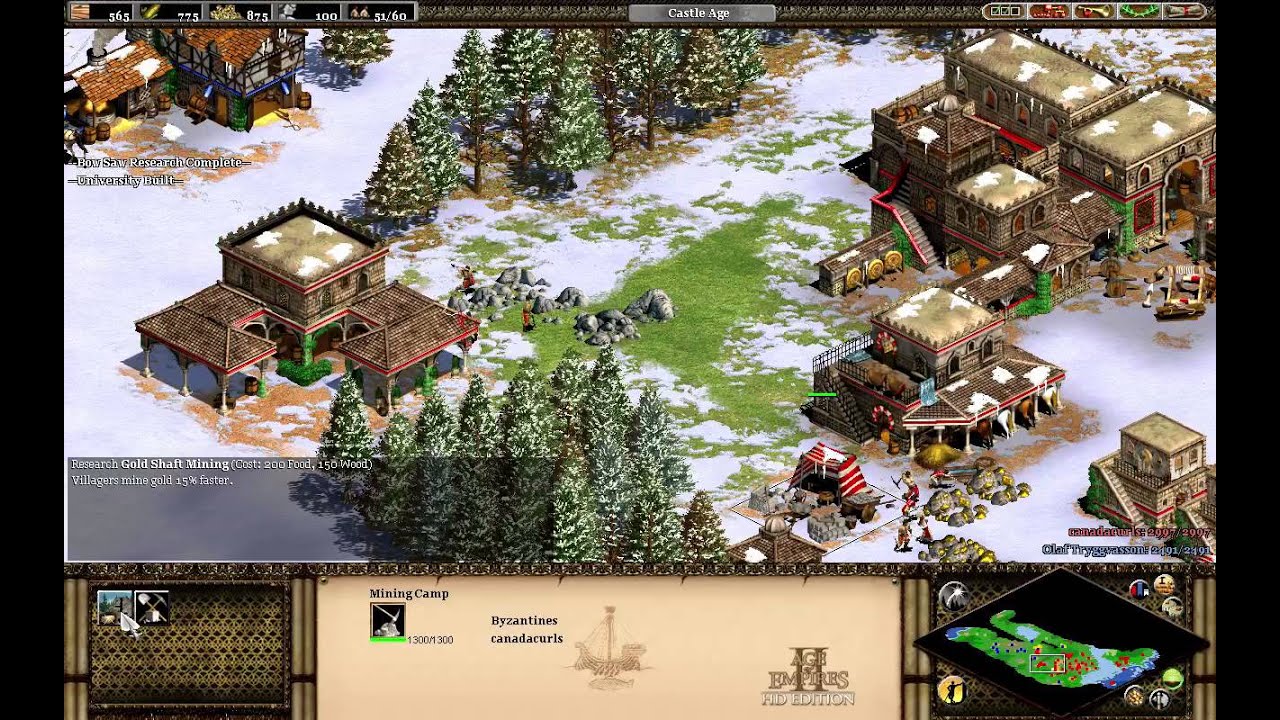 AOE 2 HD against the HD AI (Byzantines vs Vikings) - YouTube