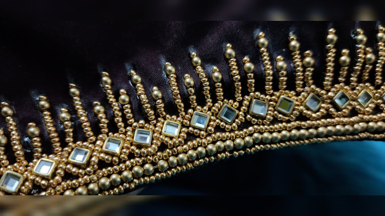 Simple & Easy aari work design with normal needle 🪡 - YouTube