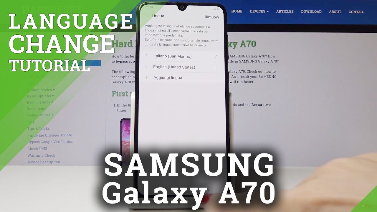 How to Change System Language of Samsung Galaxy A70 - Language Options ...