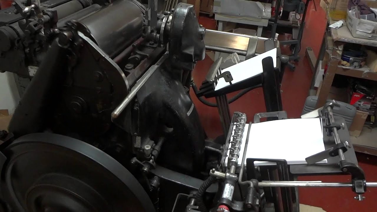Original Heidelberg 10 x 15" platen press demonstration - YouTube