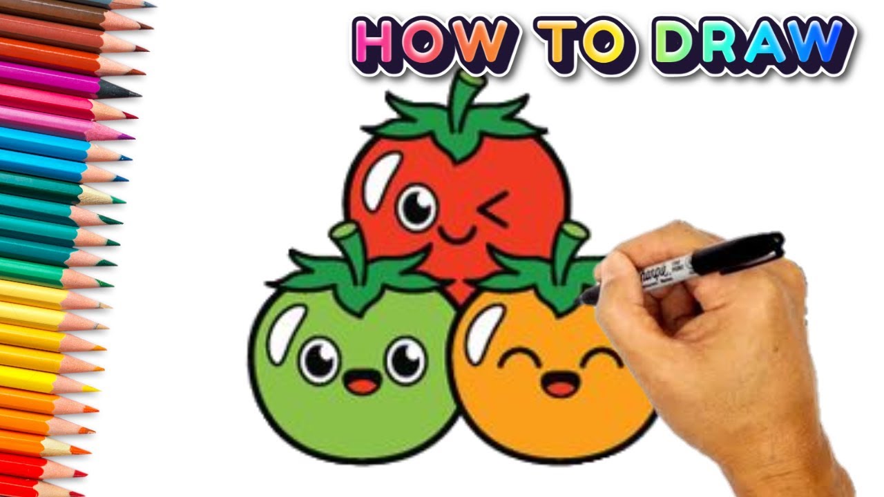 How to draw tomato | Tomato drawing easy - YouTube