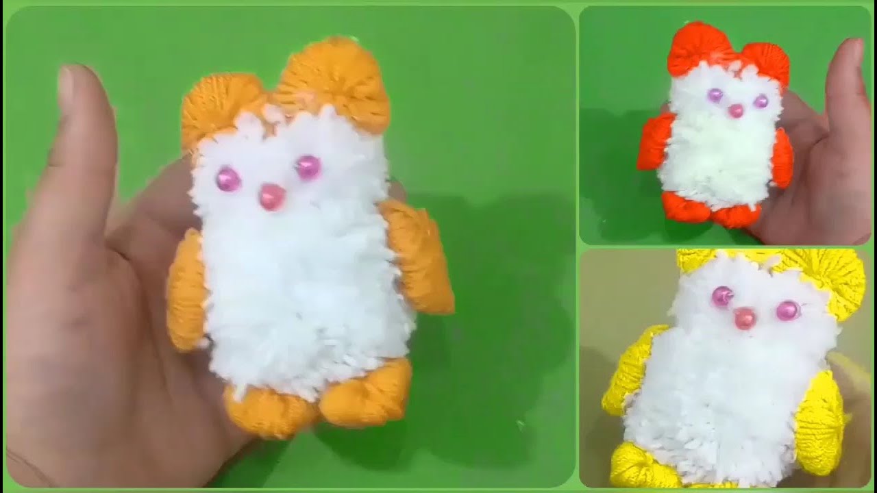 Cute Pom Pom Teddy Bear Making with Fork | DIY | Easy Woolen Craft ...