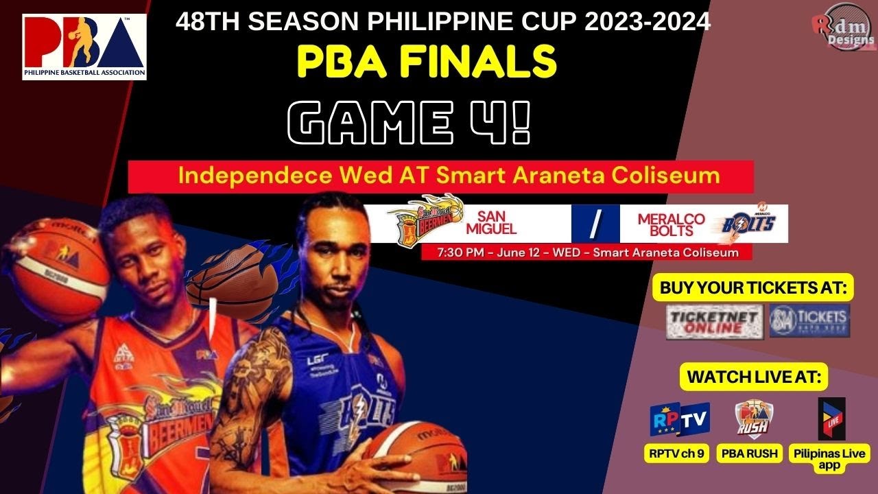 Pba Finals Game 4, June 12, 2024 | San Miguel Beermen vs. Meralco Bolts ...