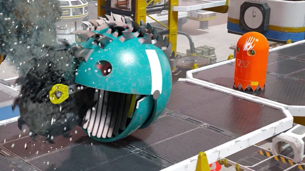Pacman Battles Robotic Foes: Spiky, Lava Monster, and Robot Cat in an ...
