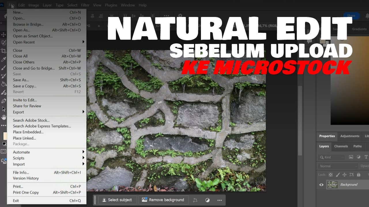 Natural edit sebelum upload ke microstock, dengan photoshop - YouTube