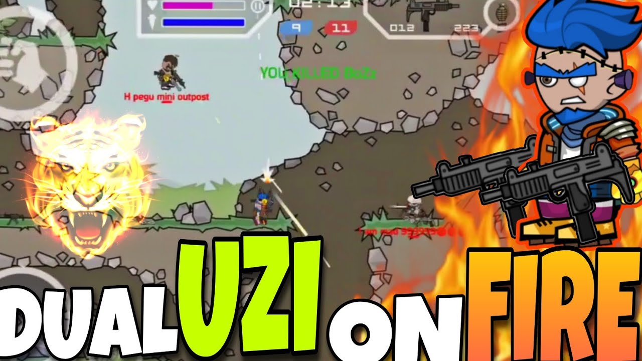 Dual Uzi on fire | Mini militia| Can I win with a noob team? | Op ...