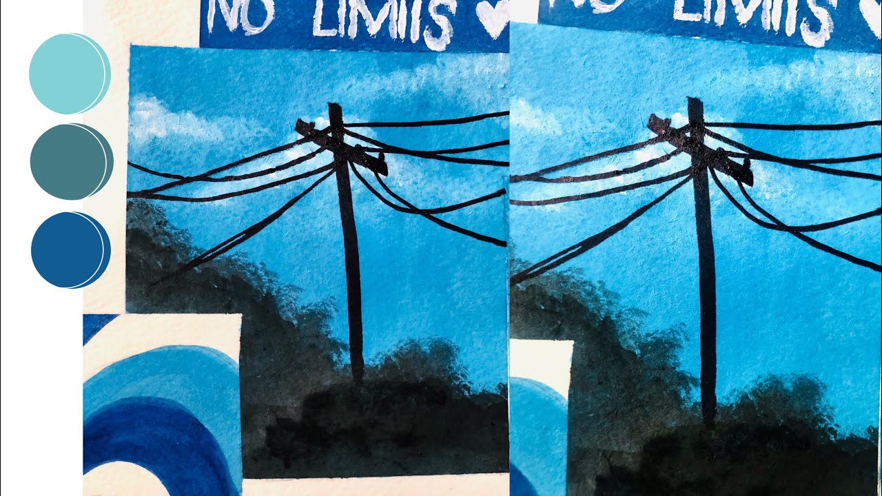 blue landscape painting 💙/simple water colour landscape painting ...