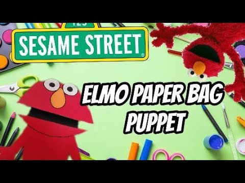 Let's create a SESAME STREET ELMO Paper bag puppet! Justin Talks Puppets - YouTube