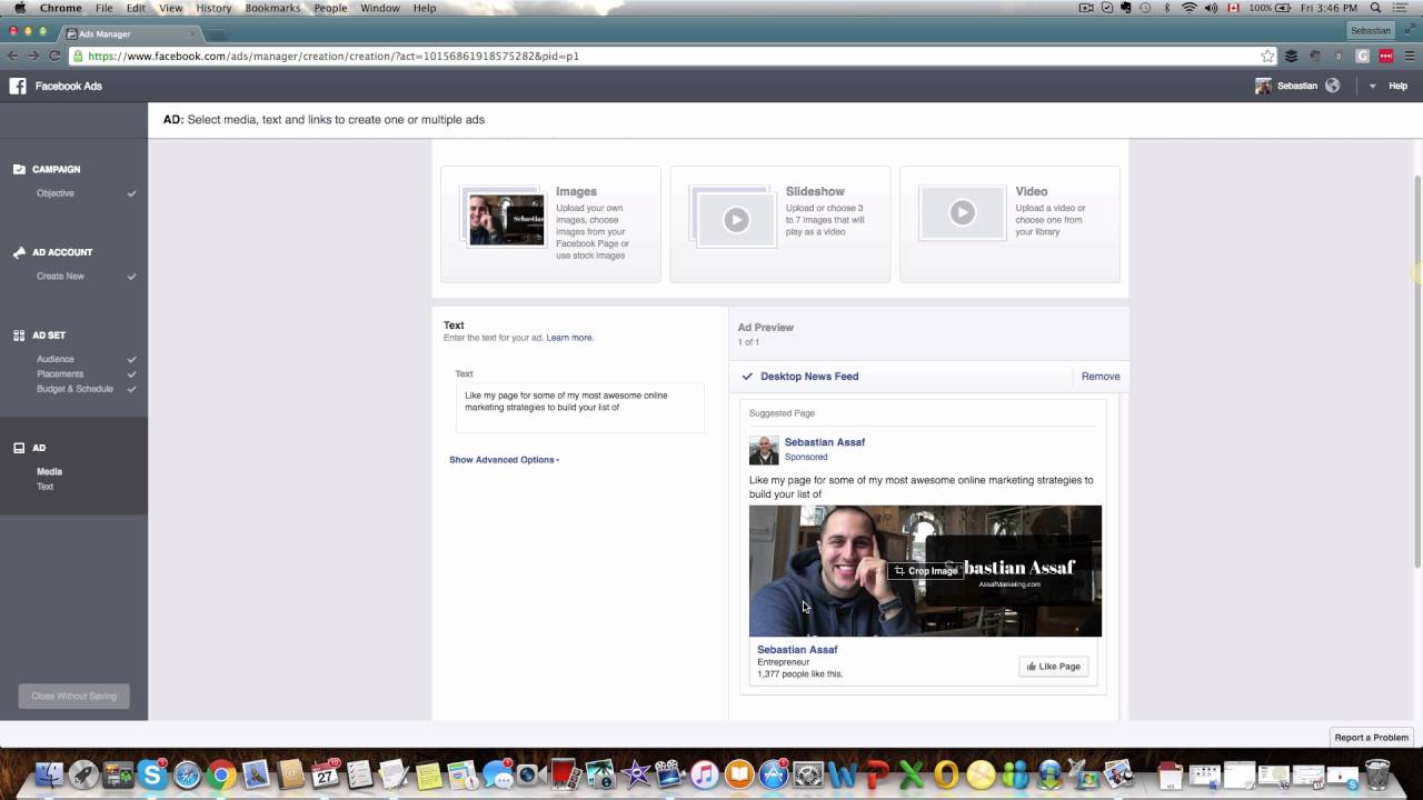 Promote Your Facebook Page Likes Campaign Setup - YouTube