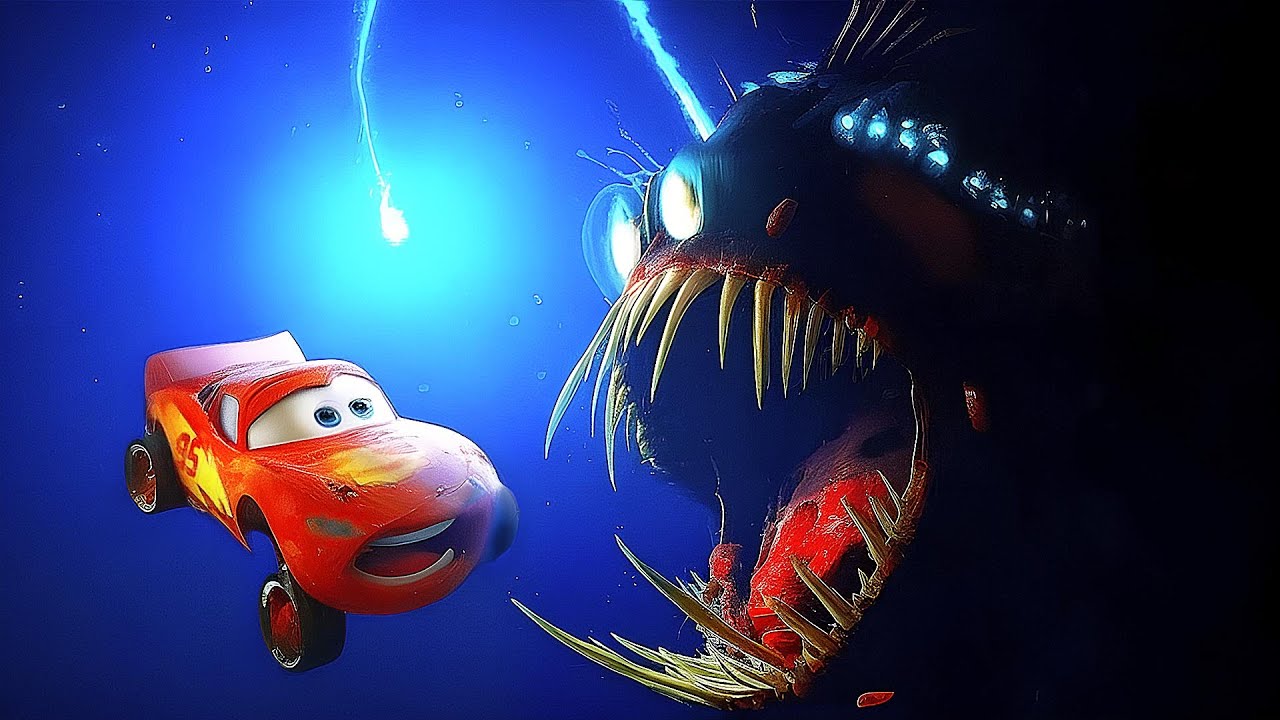 Drowned LIGHTNING MCQUEEN vs ANGLER FISH in the Depth Ocean! What is ...