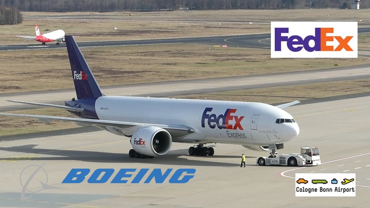 FedEx Boeing 777-200LRF Push-Back, Taxi and Takeoff at CGN (+GE90 ...