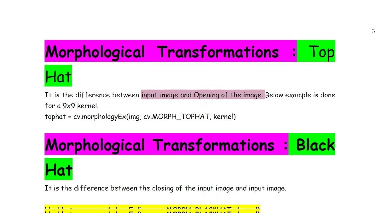 Morphological Transformations Top Hat And Black Hat In Opencv Using
