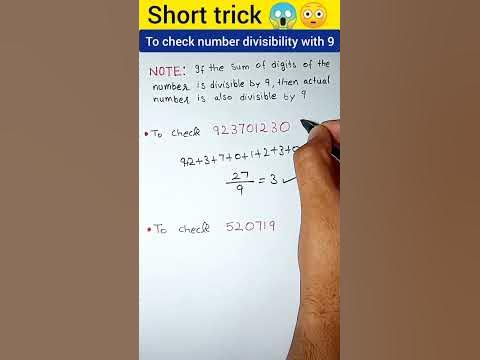 short trick to check 9 divisibility with any number #math #shorttrick # ...