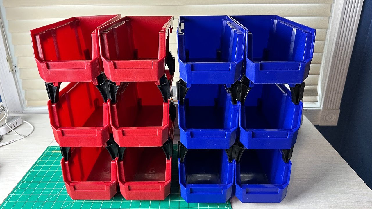 Heavy Duty Stackable 11 x 5 x 5 inch Storage Bins - 12 pack - YouTube