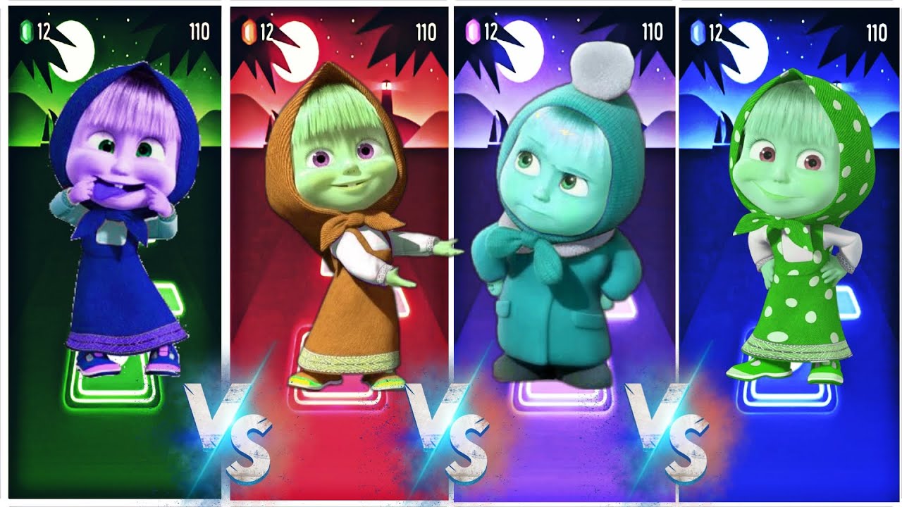 Masha 1 VS Masha 2 VS Masha 3 VS Masha 4 TILES HOP EDM RUSH - YouTube
