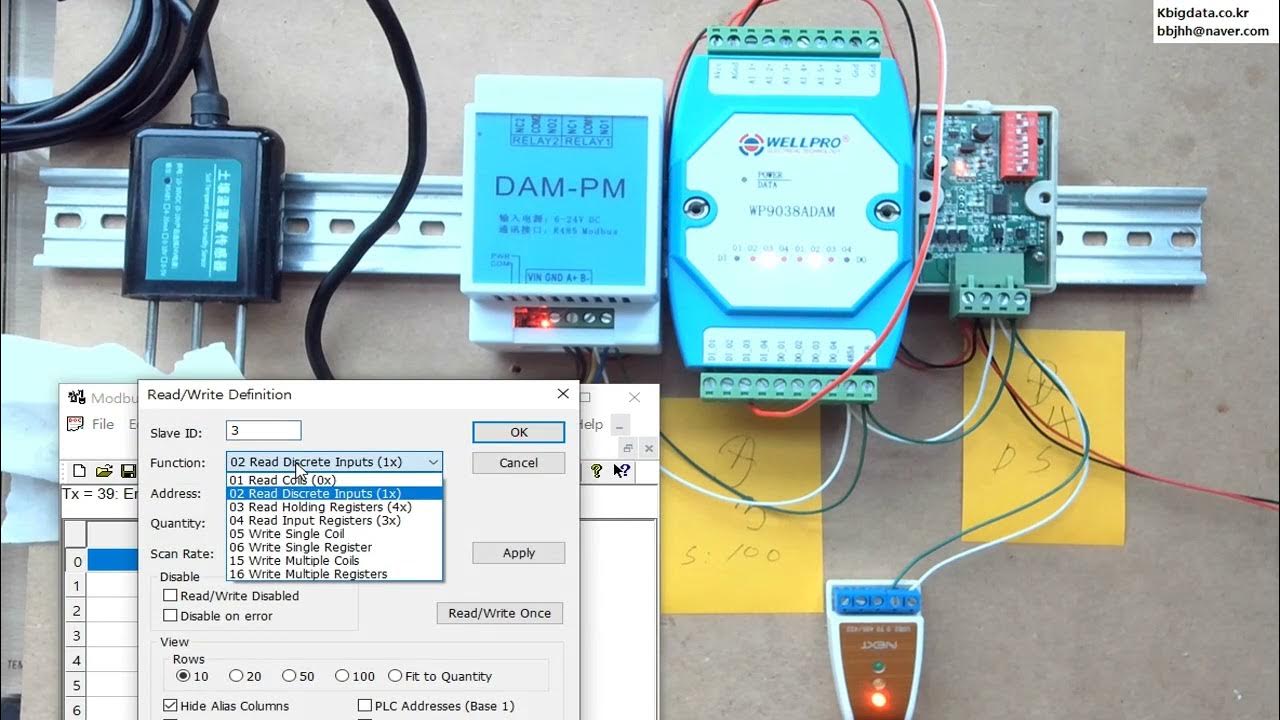 다양한 센서들을 통합해서 Modbus Poll로 연결하기. - YouTube
