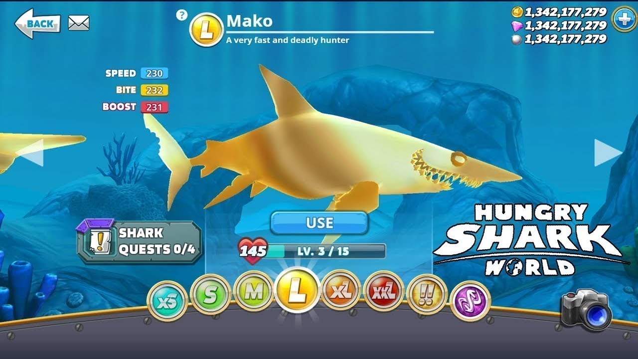 Hungry Shark World BUT I PLAY WITH THE GOLDEN MAKO SHARK WITH THE ...
