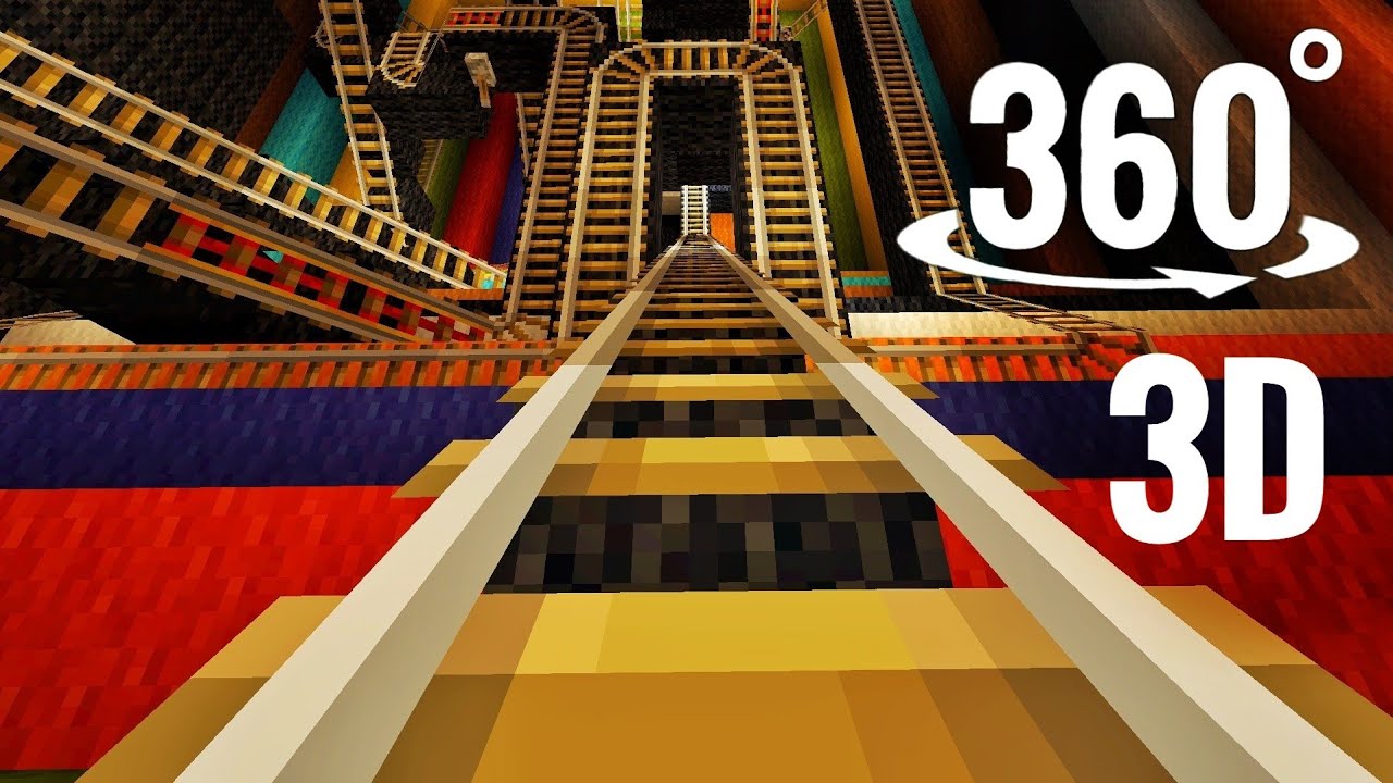 3D VR 360° video 👽 Roller Coaster Minecraft Interactive Virtual Reality ...