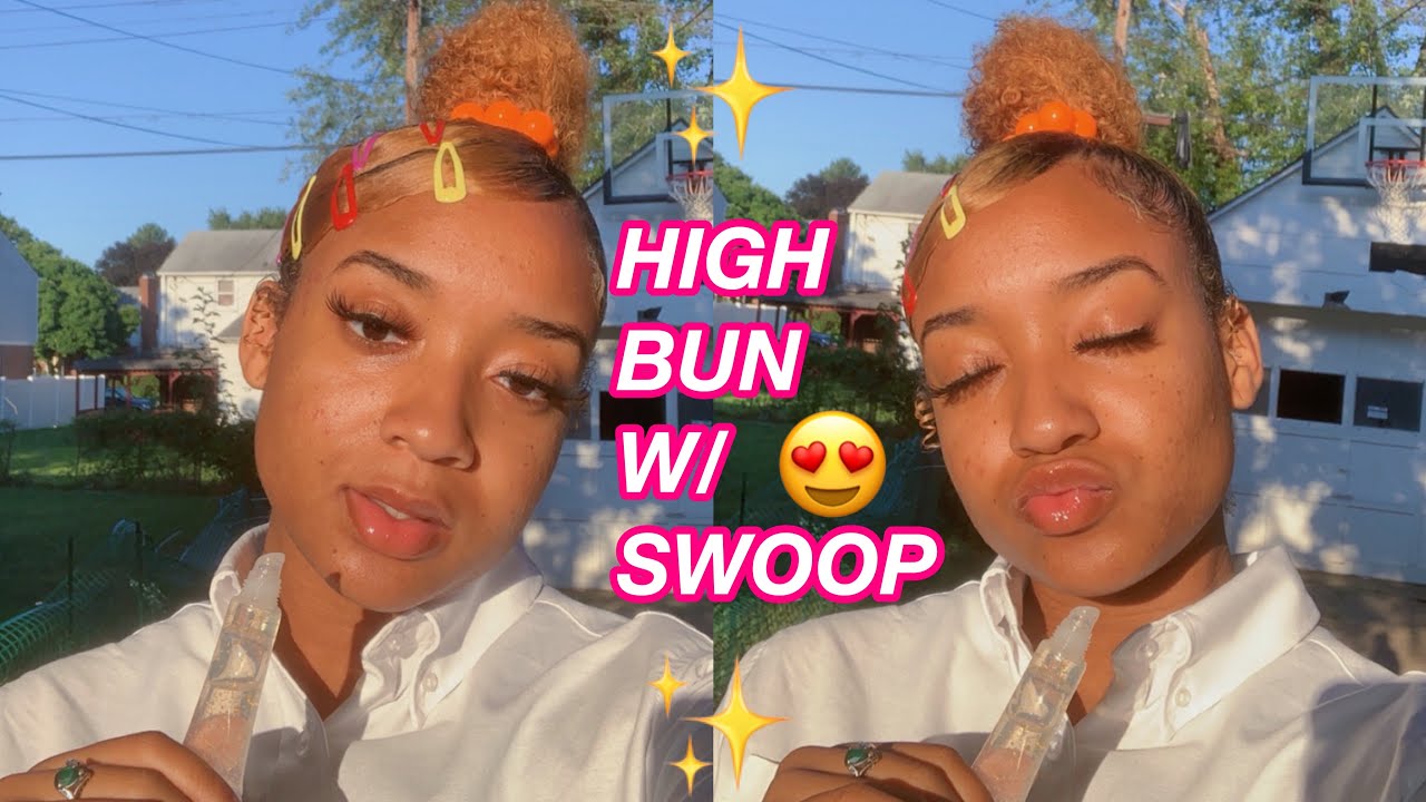 SIDE PART SWOOP HIGH BUN TUTORIAL// Long Natural Hair - YouTube