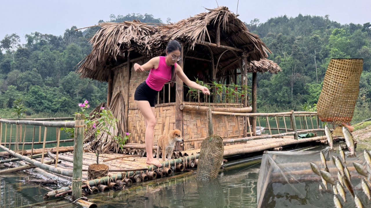 Making bamboo fish traps, cooking, and surviving alone on the river ...