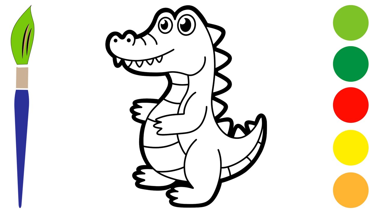 Menggambar dan Mewarnai Buaya Lucu dengan Bagus dan Mudah | Drawing and ...