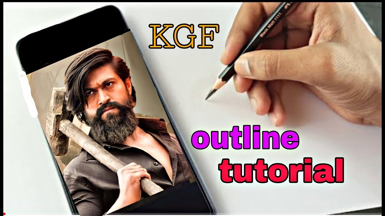 How to draw KGF chapter 2 Yash drawing//outline tutorial step by step # ...