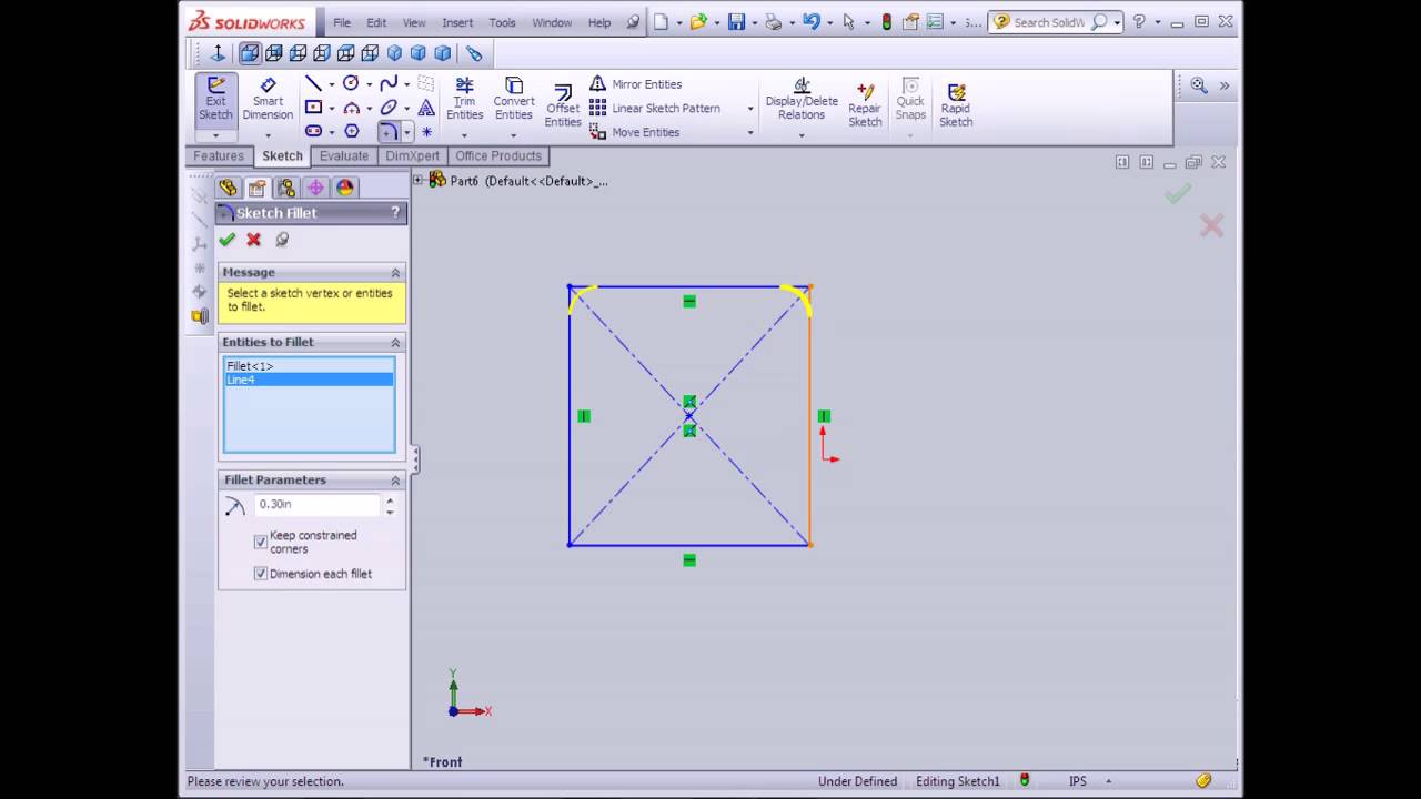 SolidWorks tutorial-Sketch Fillet - YouTube