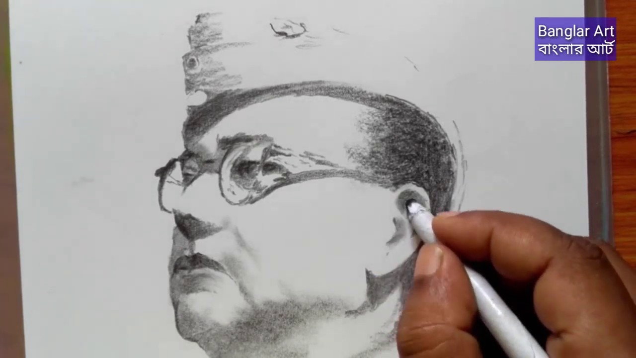 Netaji Subhash Chandra Bose easy pencil sketch || Drawing Netaji - YouTube