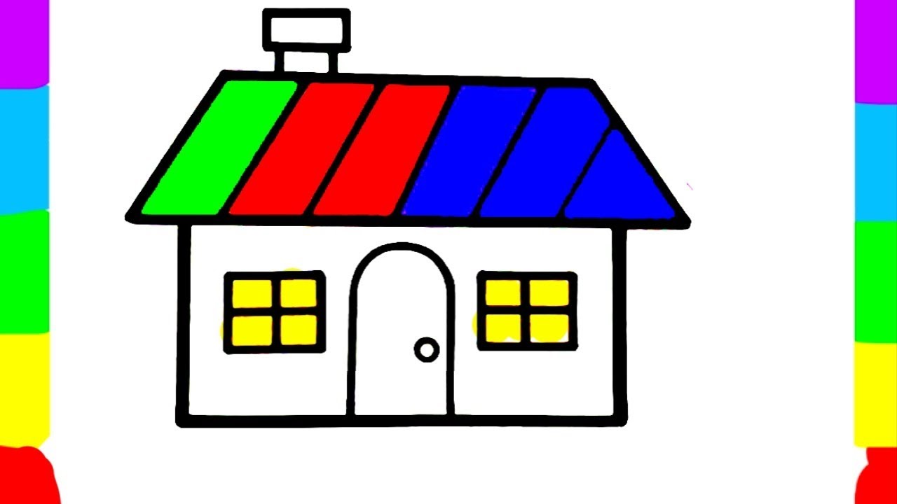 House drawing for beginners| How to Draw A Colourful house from Dot ...
