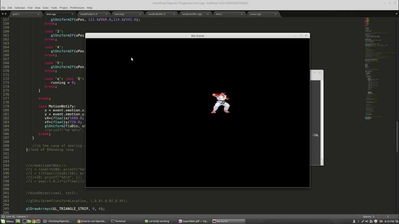 A simple OpenGL 2d graphics game engine in the making - YouTube