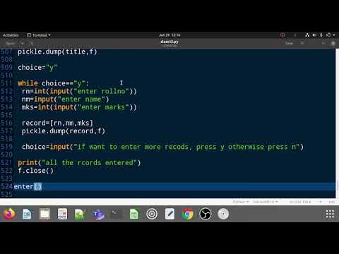 Binary file read/write and search in student records using pickle ...