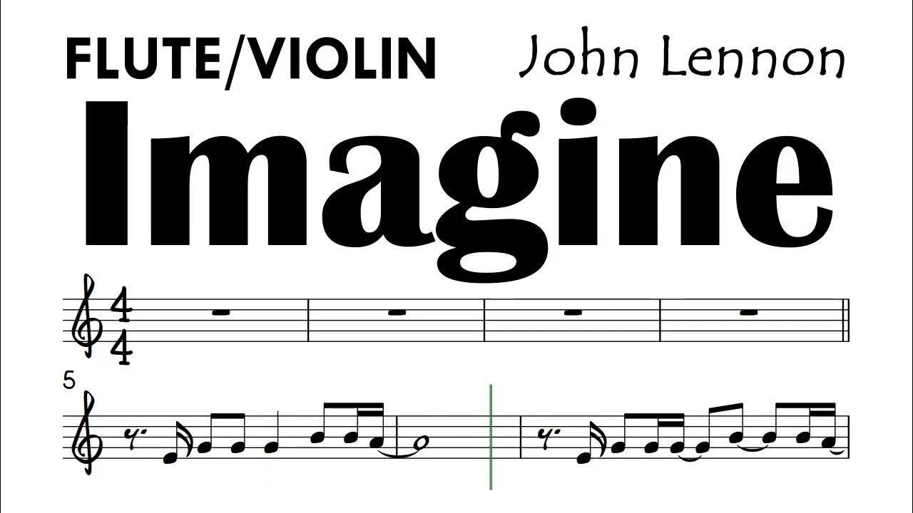 Imagine John Lennon Flute Violin Sheet Music Backing Track Partitura - YouTube
