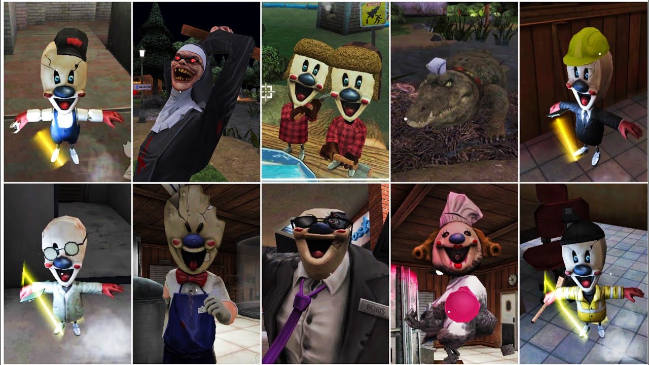 Ice Scream 8 All Enemies Jumpscares - YouTube